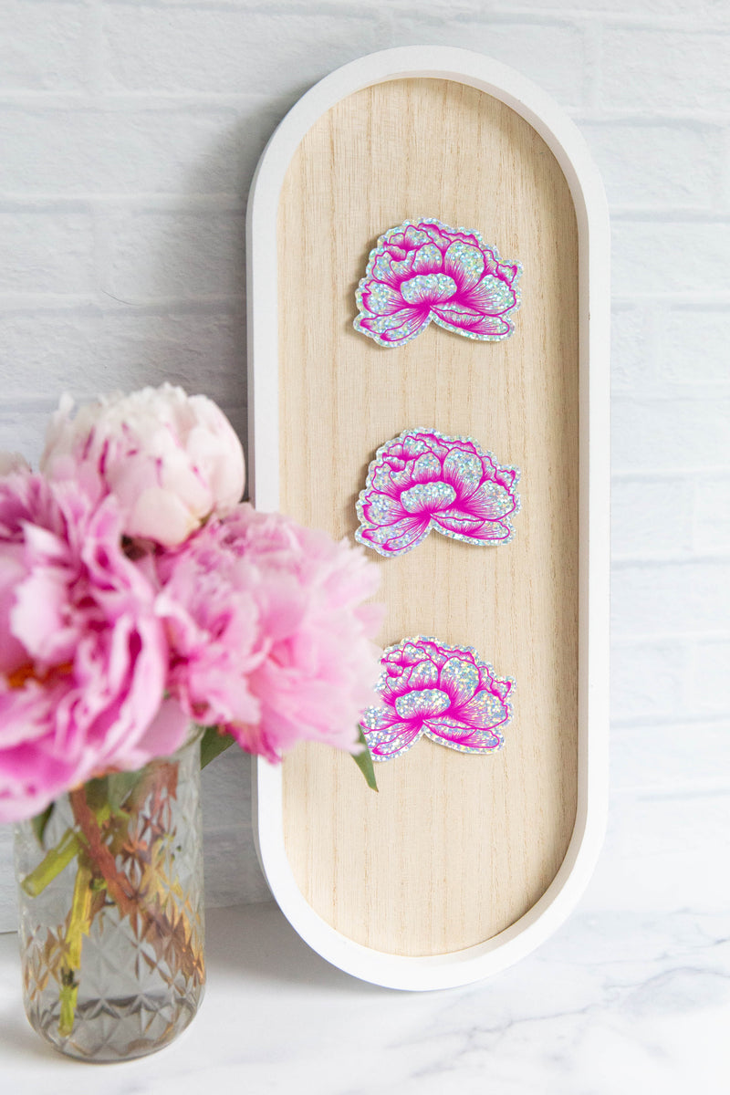 Peony Glitter Vinyl Sticker – KPerreaultCreates
